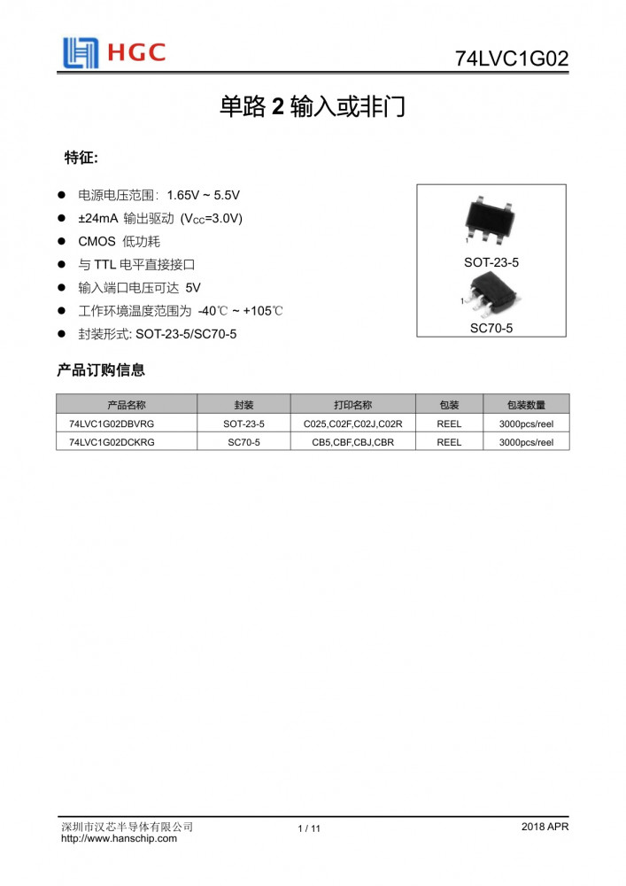 74LVC1G02DCKRG datasheet page 1