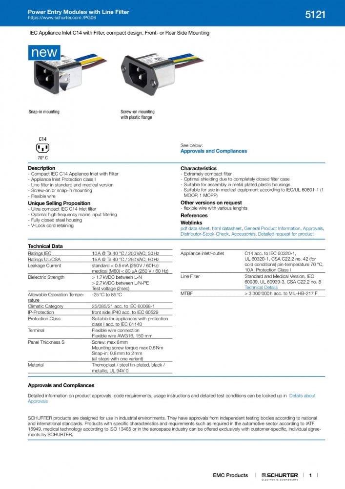 SCHURTER 3-132-198 datasheet page 1