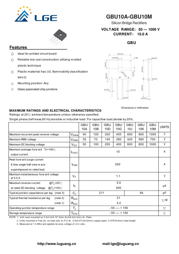 LGE GBU10J datasheet page 1