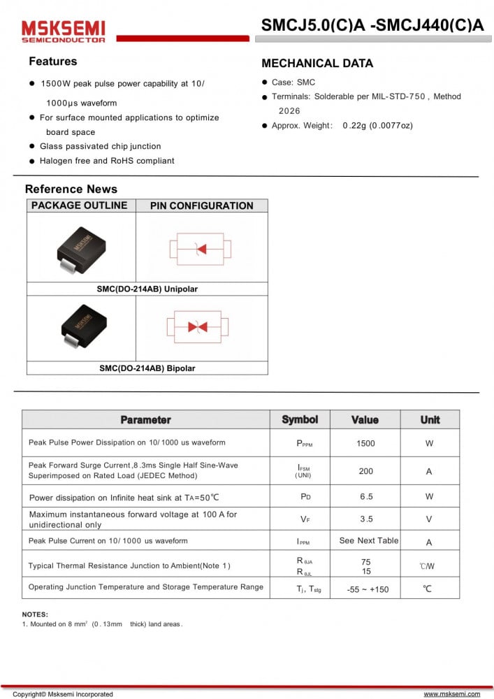 MSKSEMI SMCJ series datasheet page 2