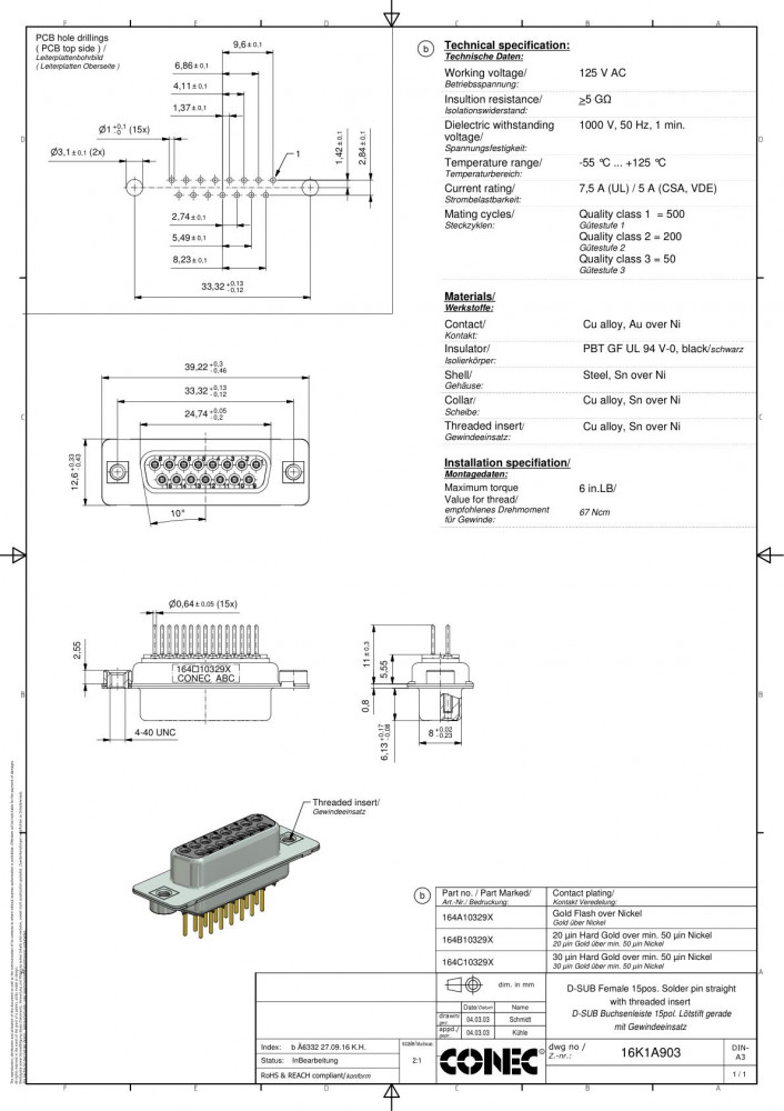 Conec 164A10329X product drawing preview