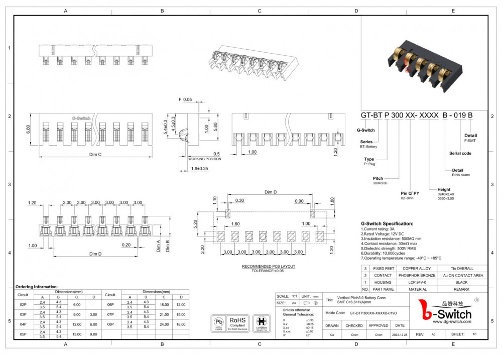 G-Switch product dimensional drawing