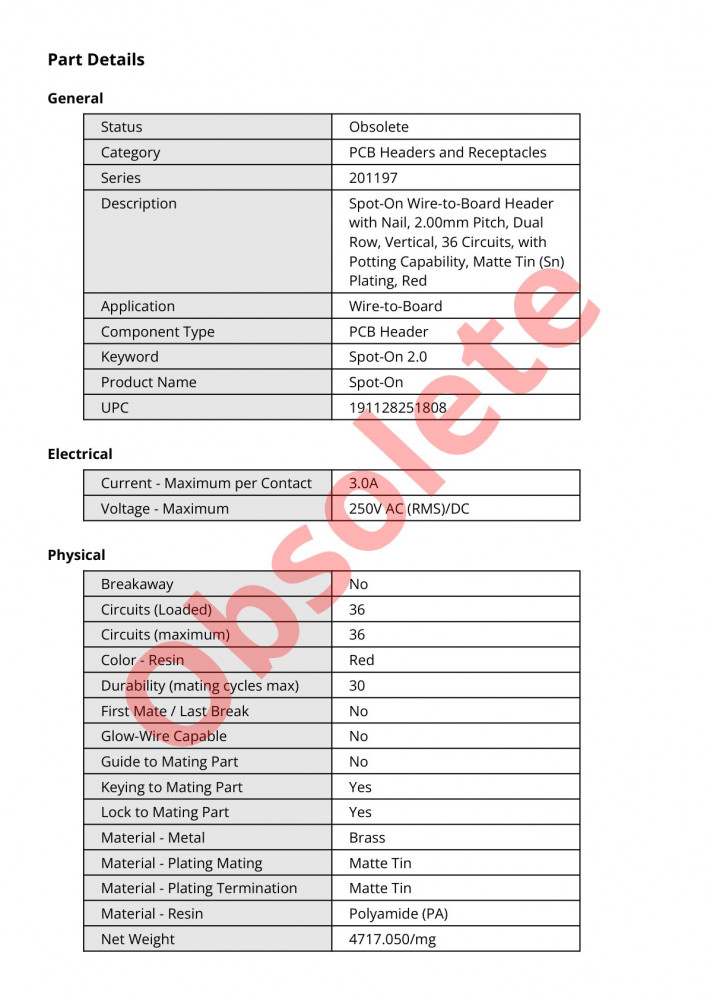 Technical document page 2 for MOLEX 2011970362