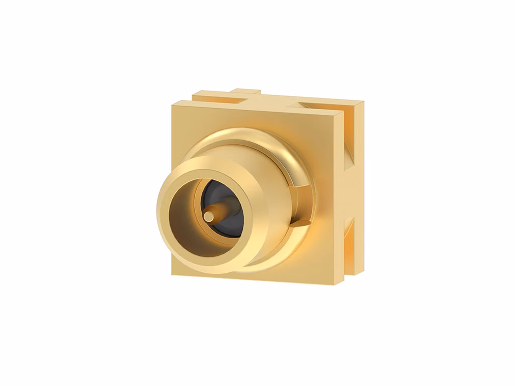 MMCX Jack, Straight, PCB Receptacle, Through Hole, Brass Body, Gold (Au) Plated, Extended Length Body, Tape and Reel, 50 Ohms