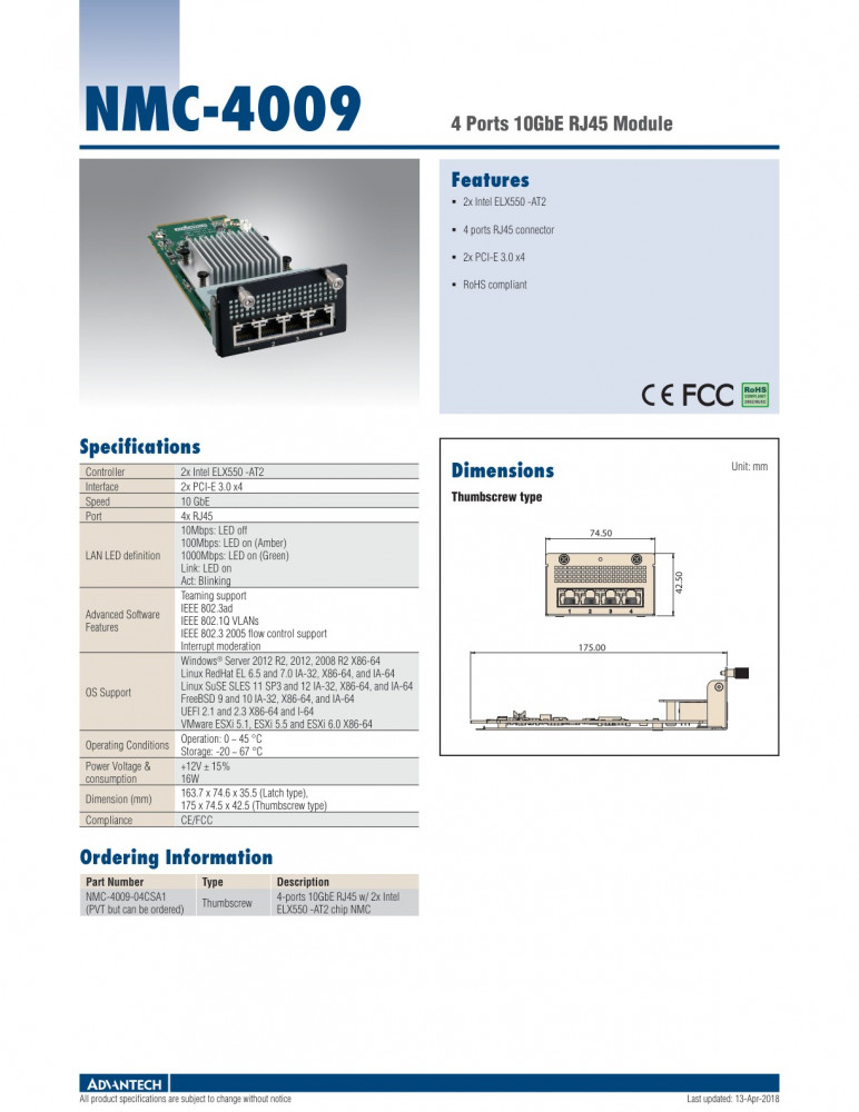 NMC-4009 technical documentation page