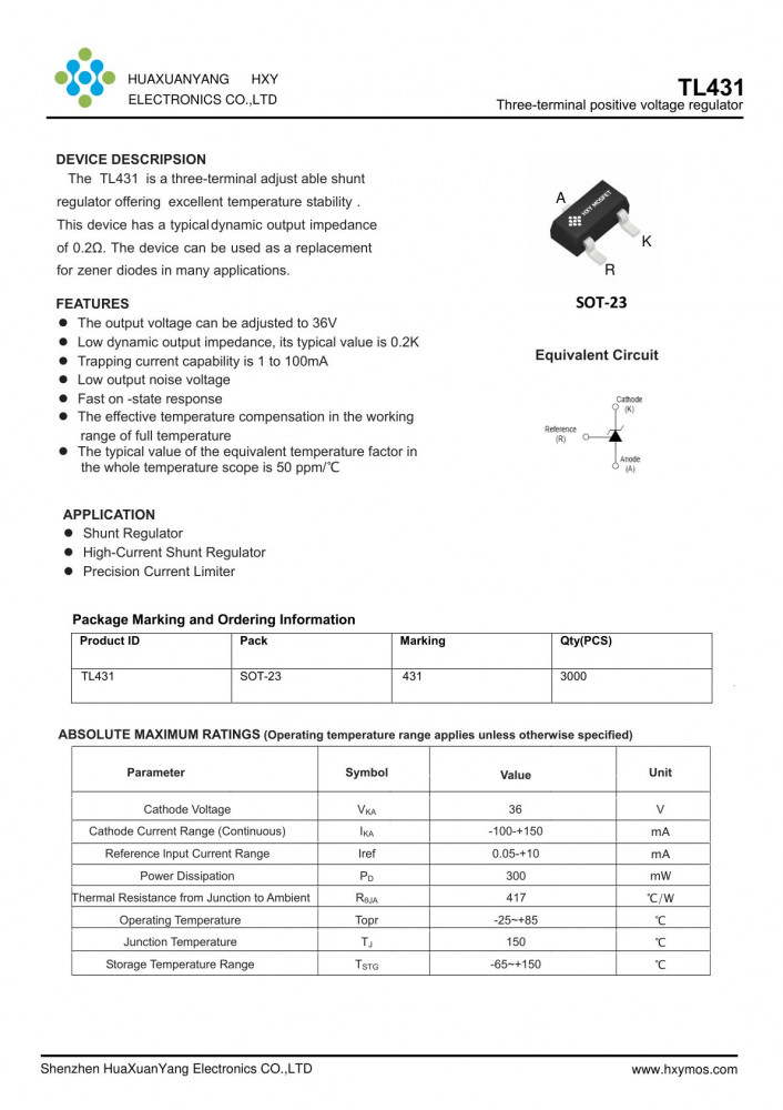 TL431 technical document page 1