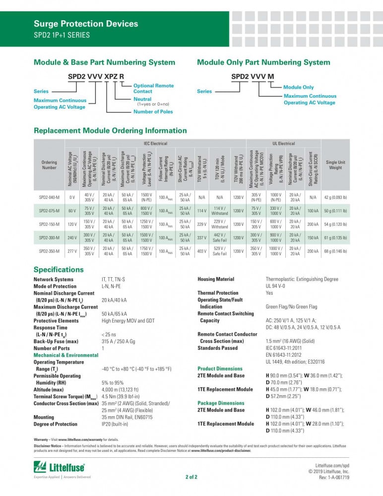 Littelfuse SPD2 technical document page 2