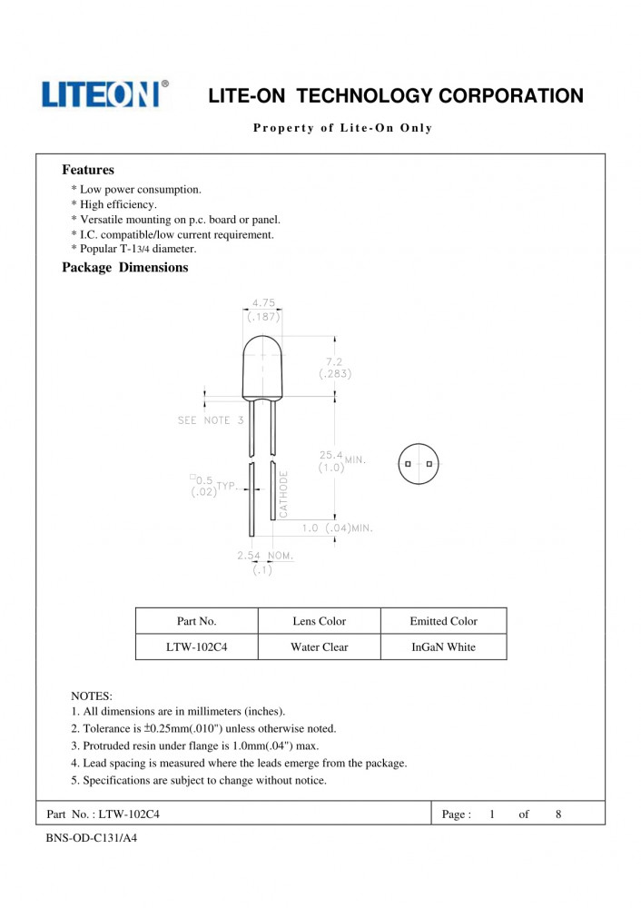 LTW-102C4 datasheet page 1