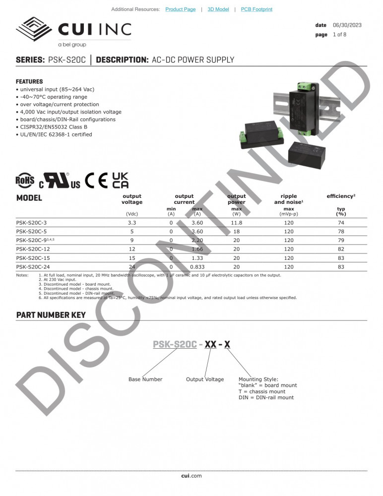 PSK-S20C-15 datasheet page 1