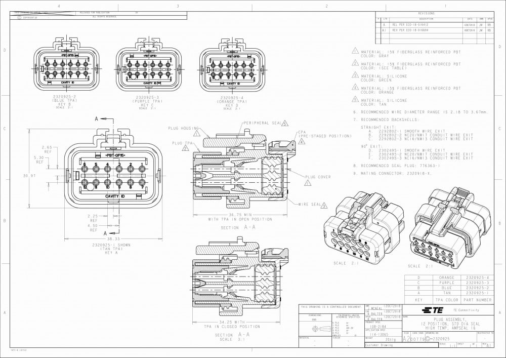 DEUTSCH 2320925-4 technical document page