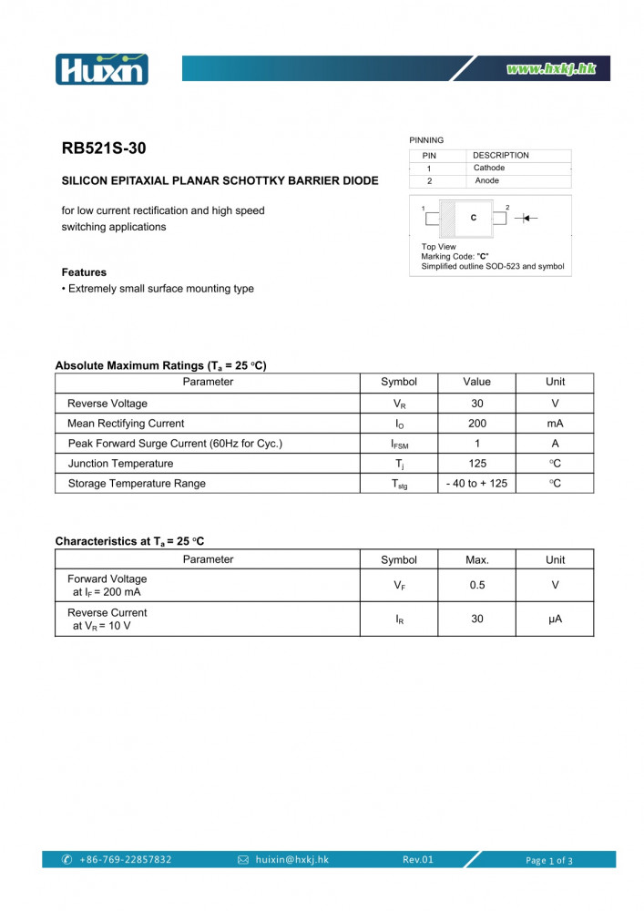 RB521S-30 datasheet page 1