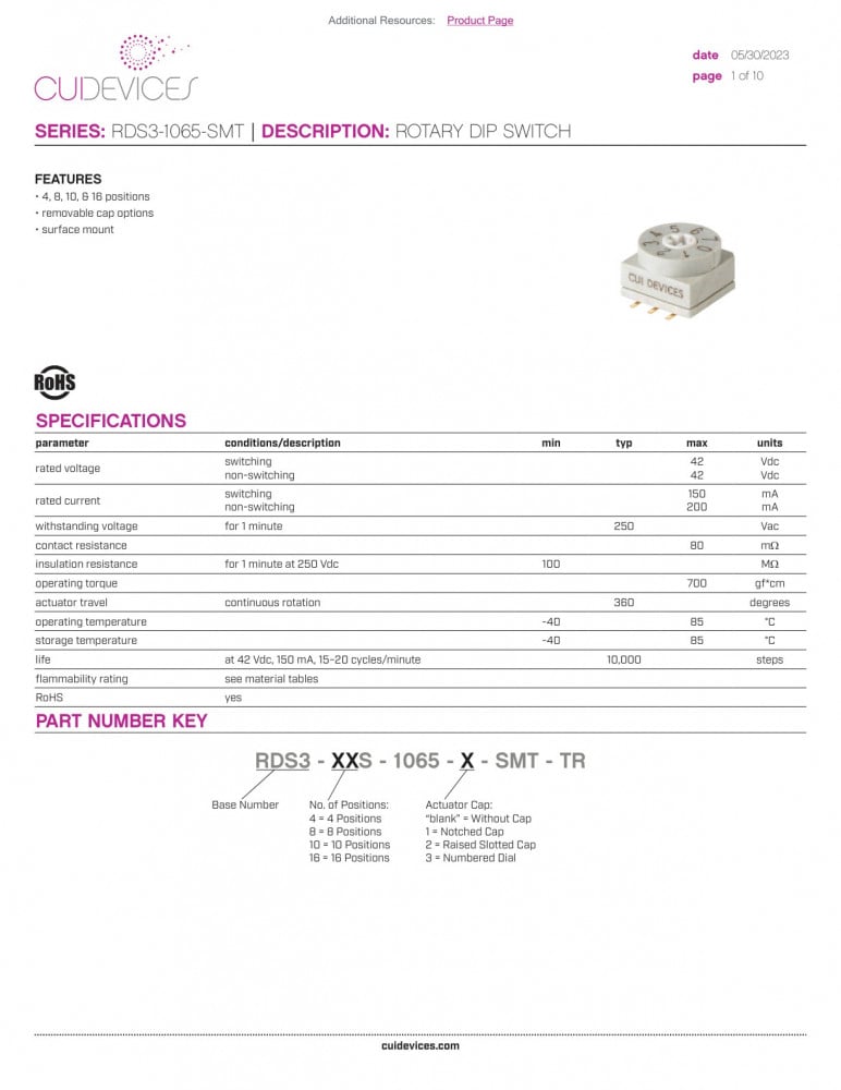 CUI RDS3 technical document page 1