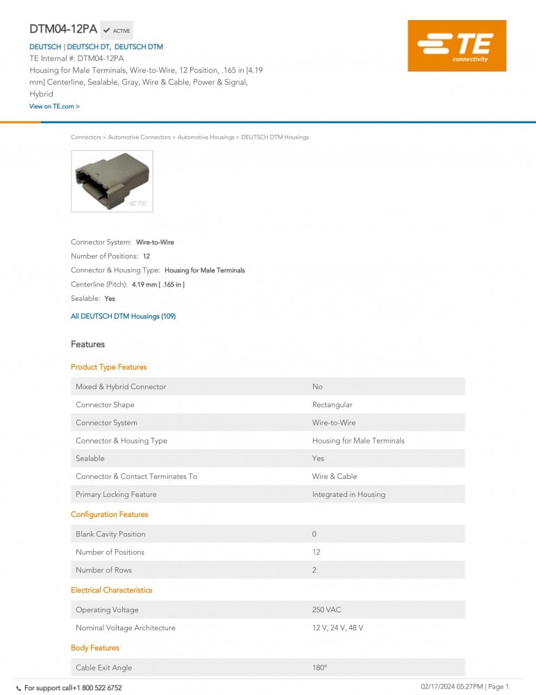 DTM04-12PA technical document page 1