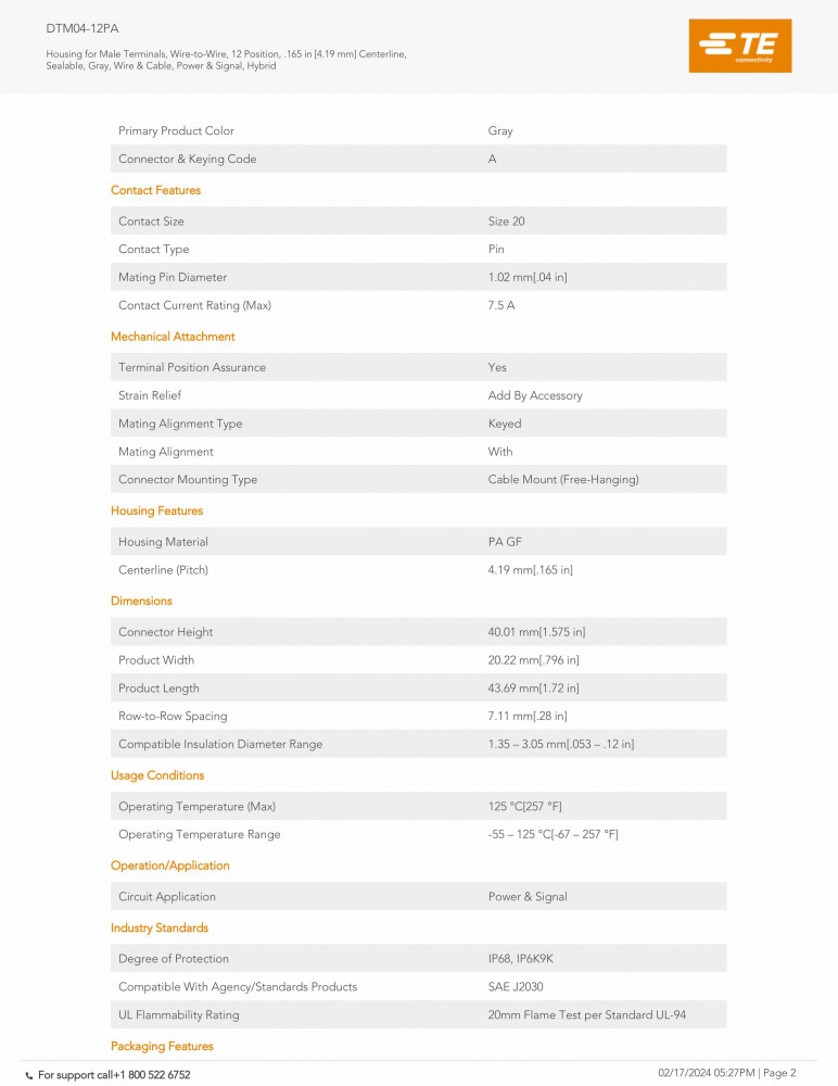 DTM04-12PA technical document page 2