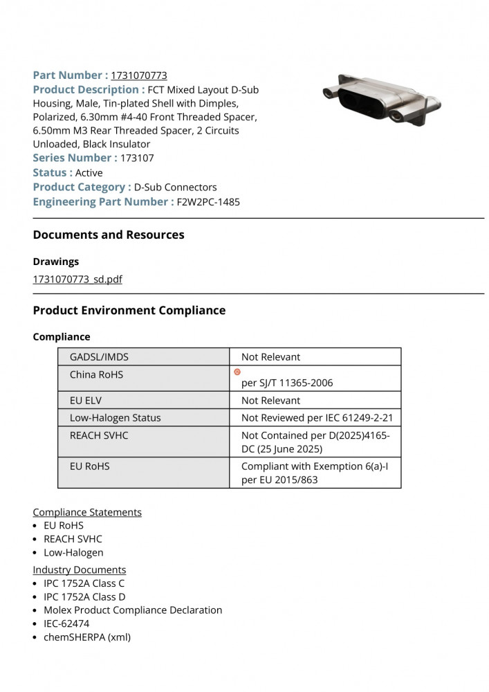 MOLEX 1731070773 drawing preview, page 1