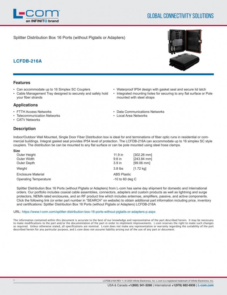 LCFDB-216A technical document page 1