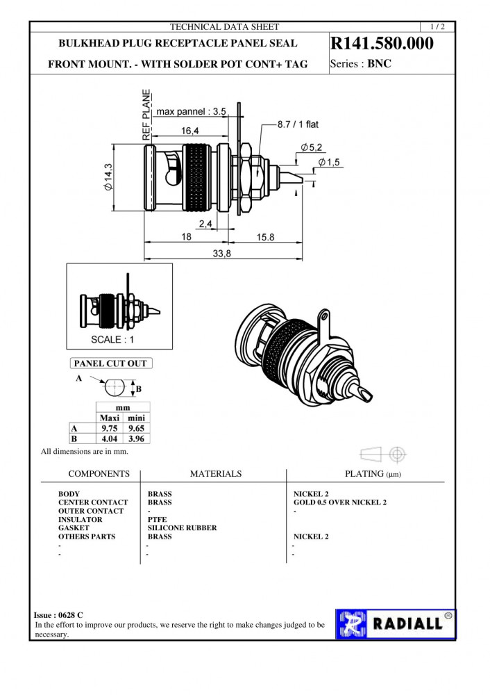 Radiall R141580000 technical datasheet, page 1