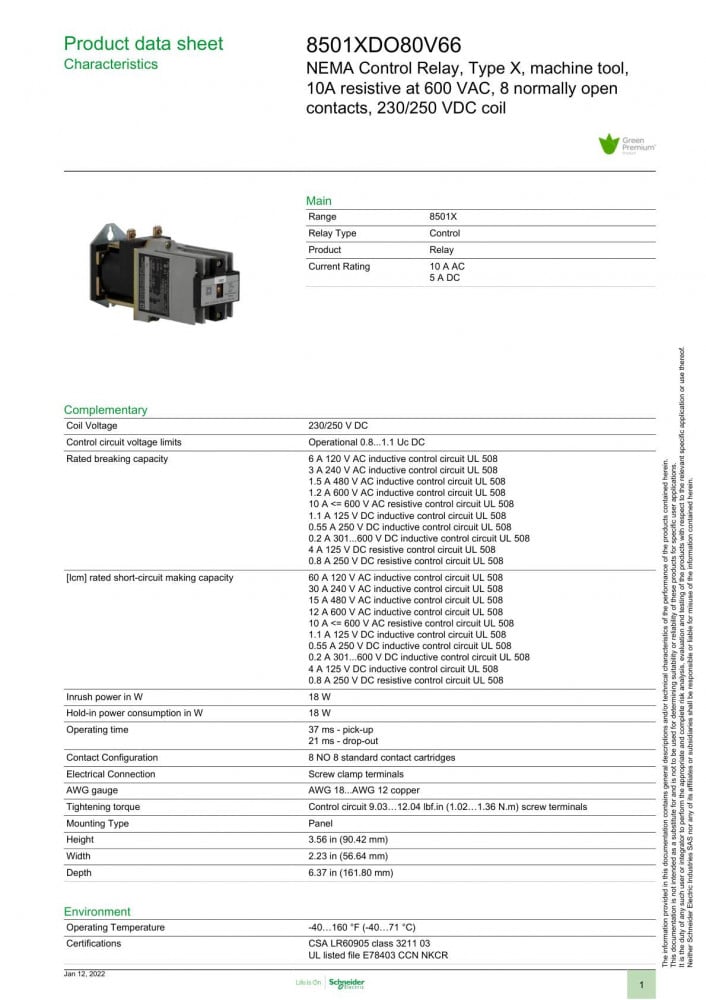 8501XDO80V66 technical document page 1