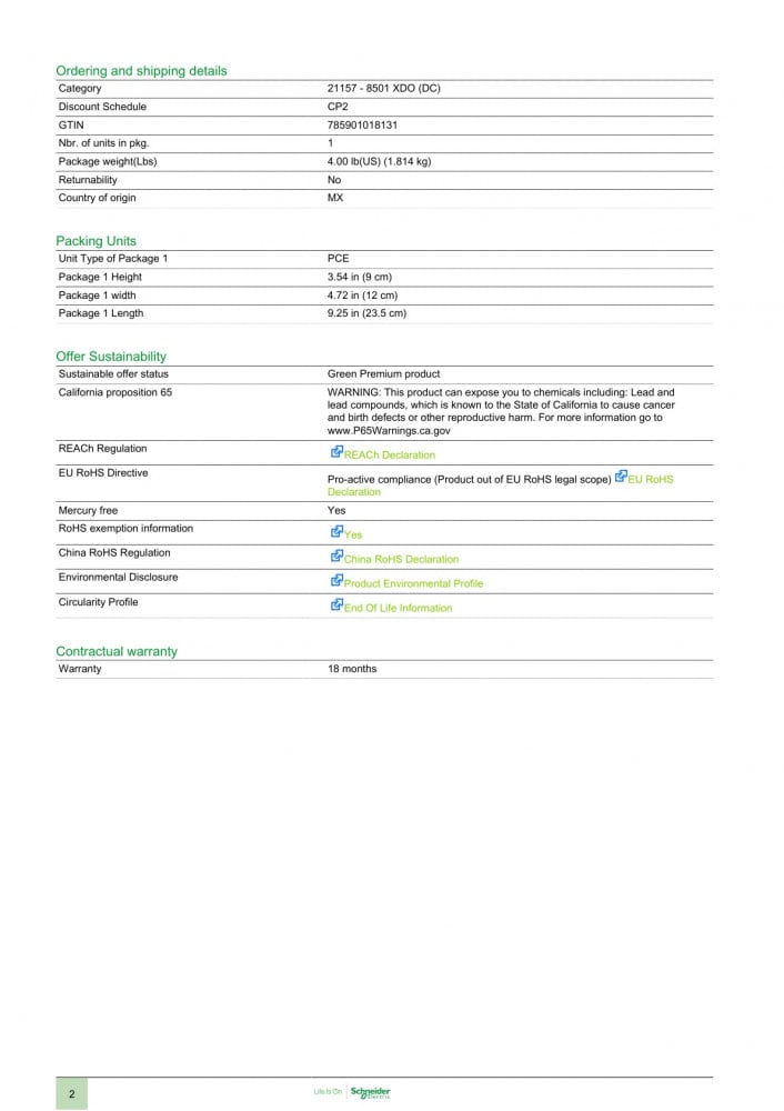 8501XDO80V66 technical document page 2