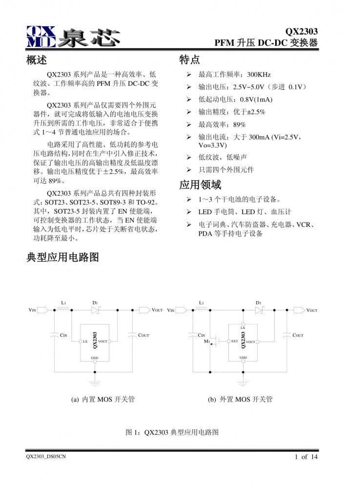 QX2303 datasheet page 1