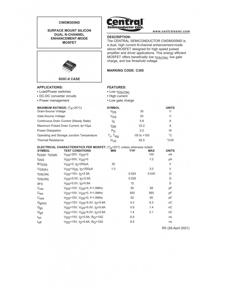 CWDM305ND datasheet page 1