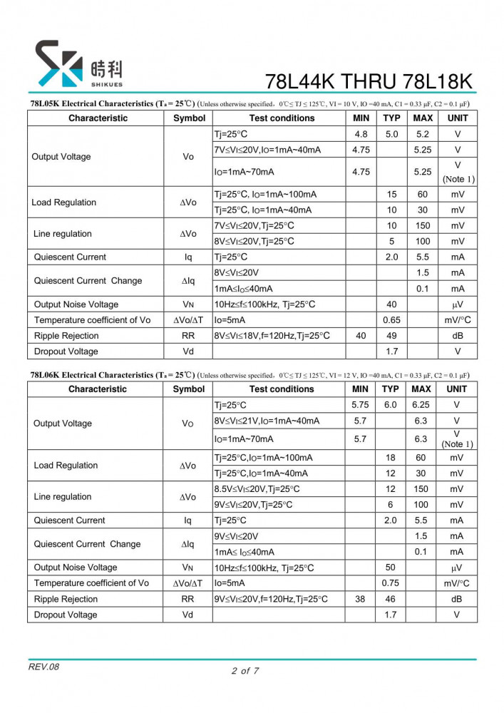 78L44K datasheet page 2