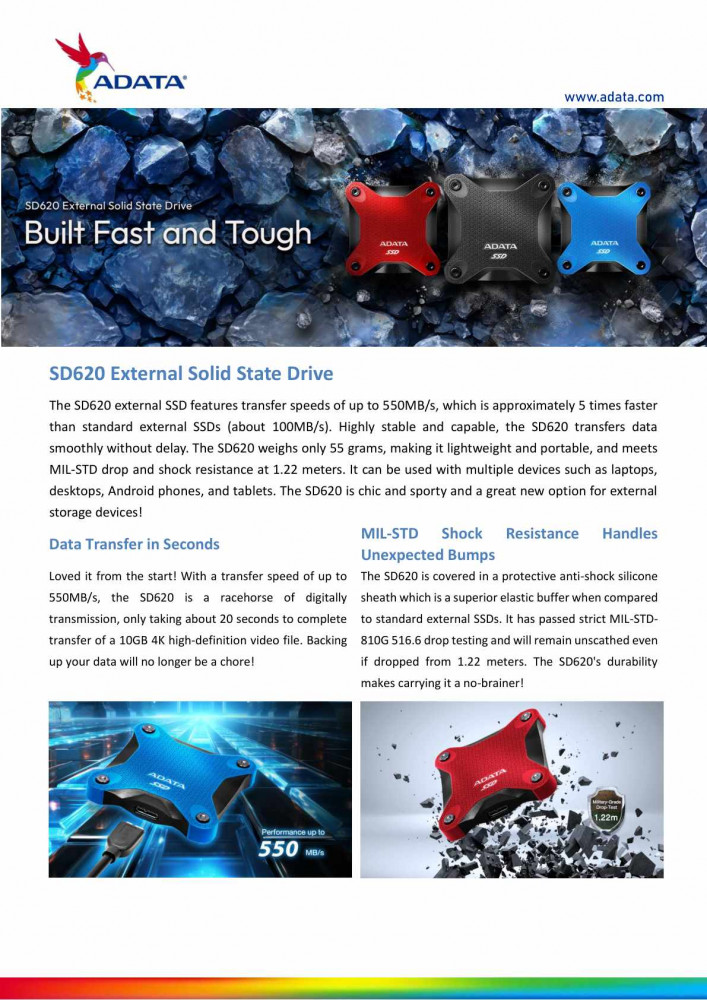 ADATA SD620 product document, page 1