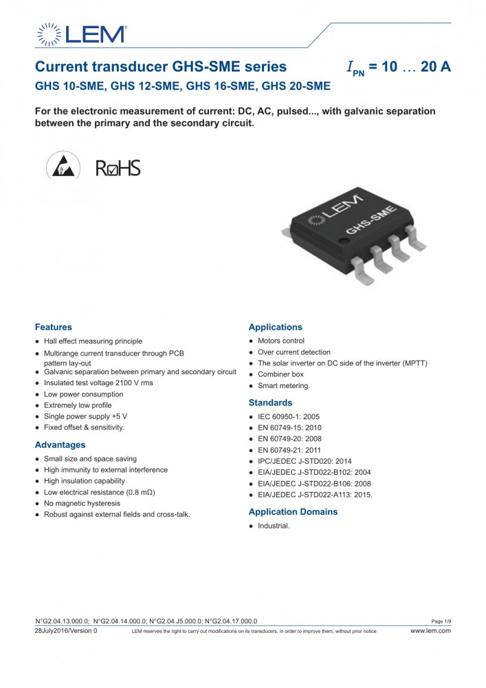 GHS-SME datasheet page 1