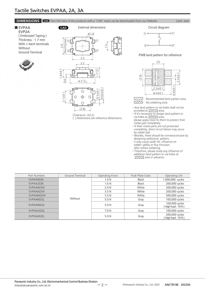 EVP-AA502W catalog page 3