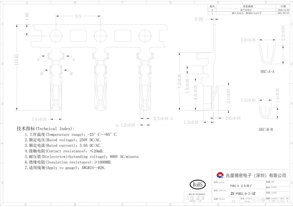 Megastar ZX-PHB2.0-2-DZ technical document