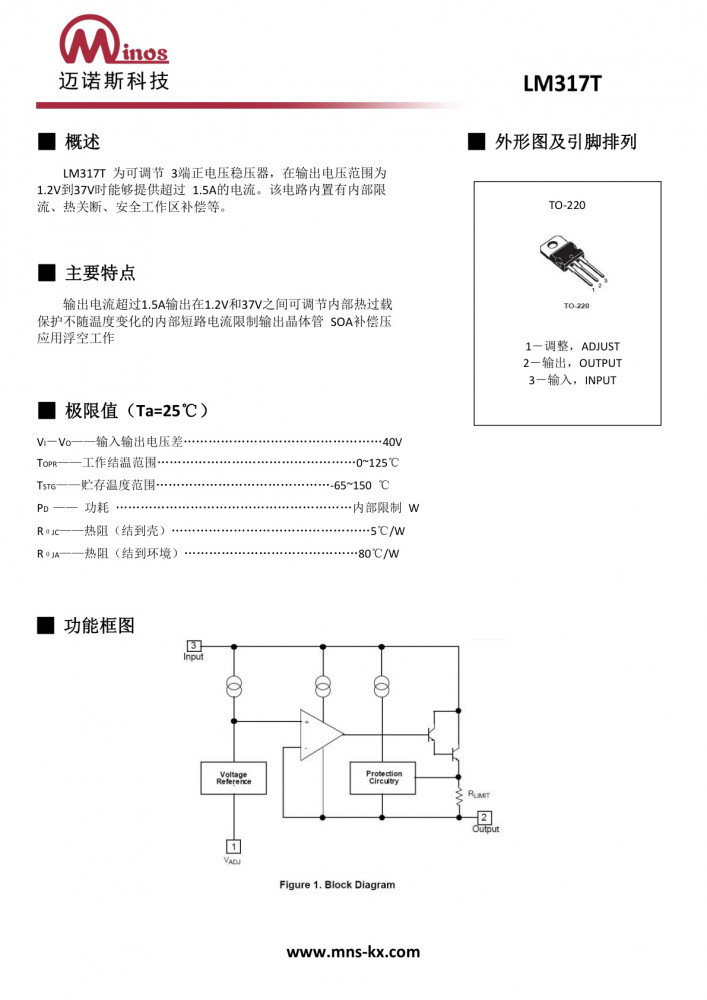 LM317T datasheet page 1