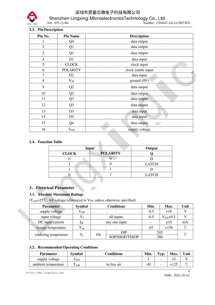 CD4042BE(LX) datasheet page 6