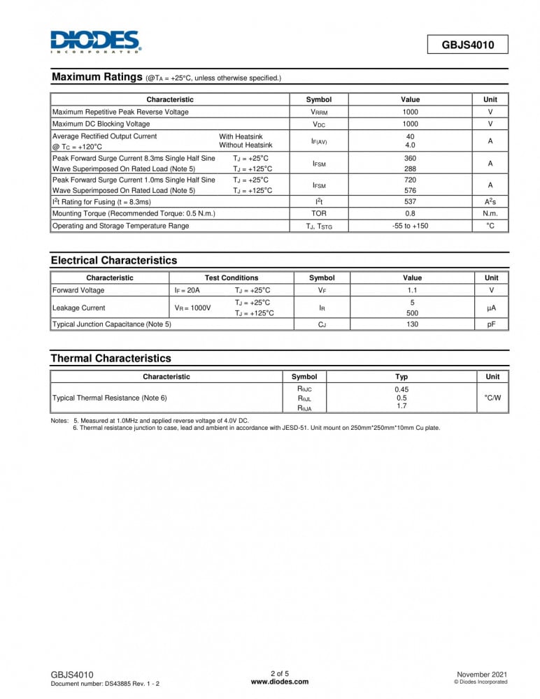 GBJS4010 datasheet page 2