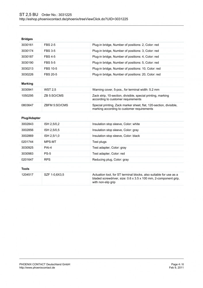 Phoenix Contact ST 2,5 BU technical document page 4