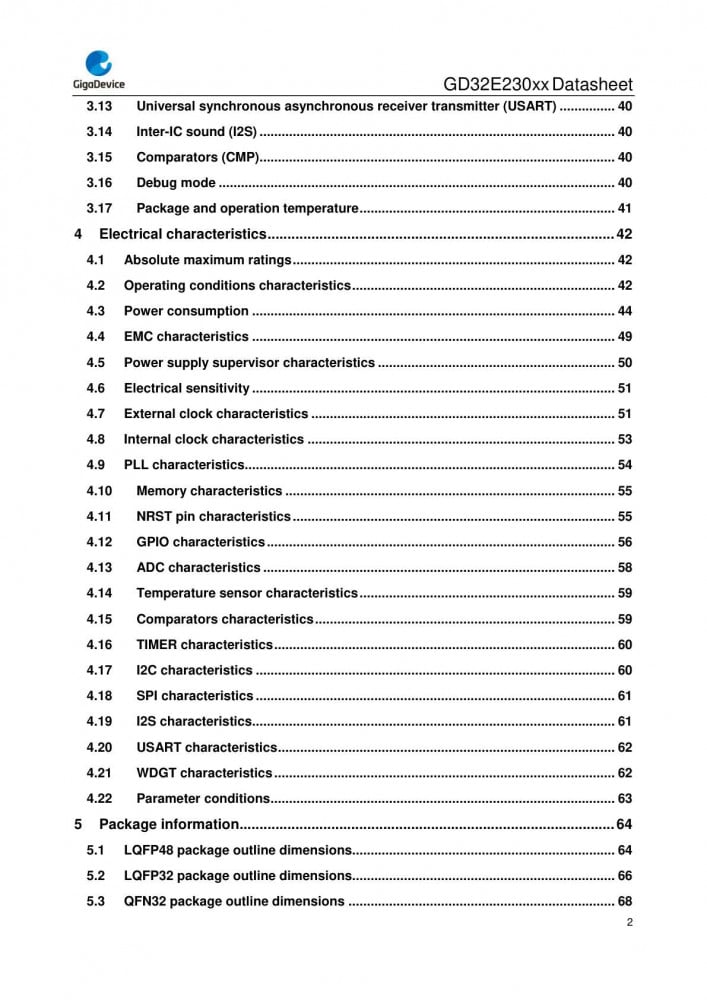 GD32E230xx datasheet page 3
