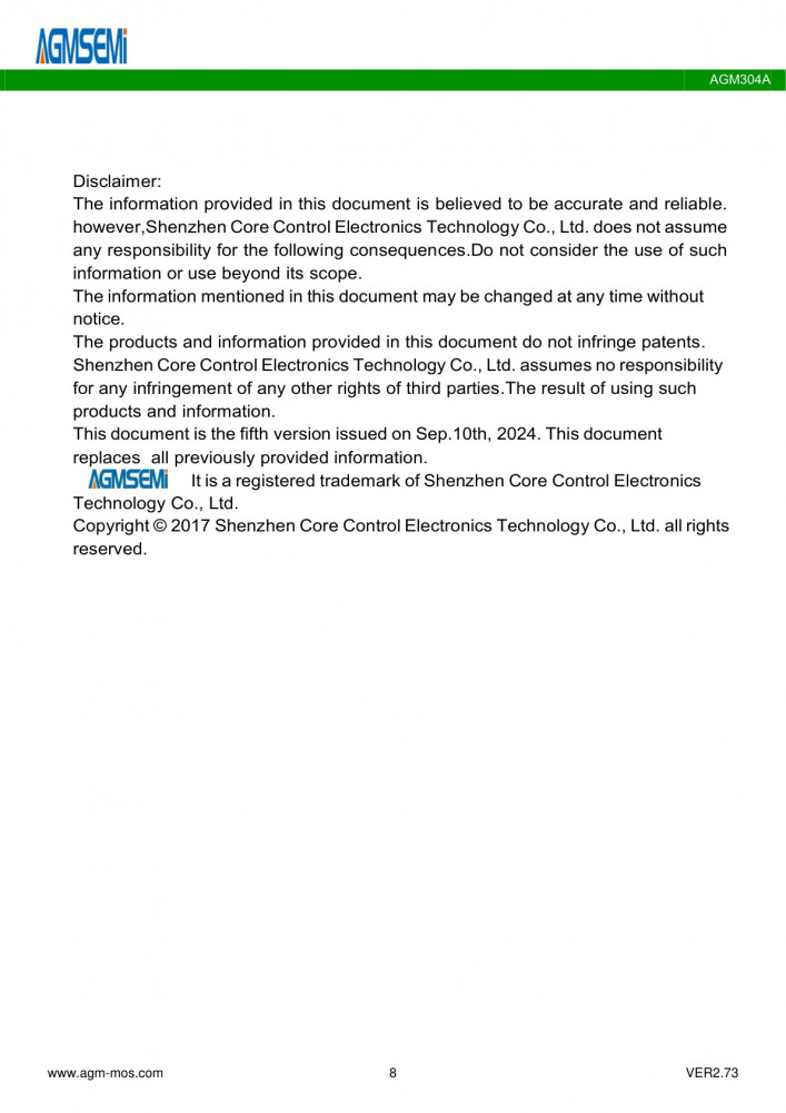 AGM304A datasheet page 8