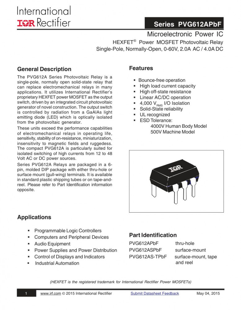 PVG612APBF datasheet page 1
