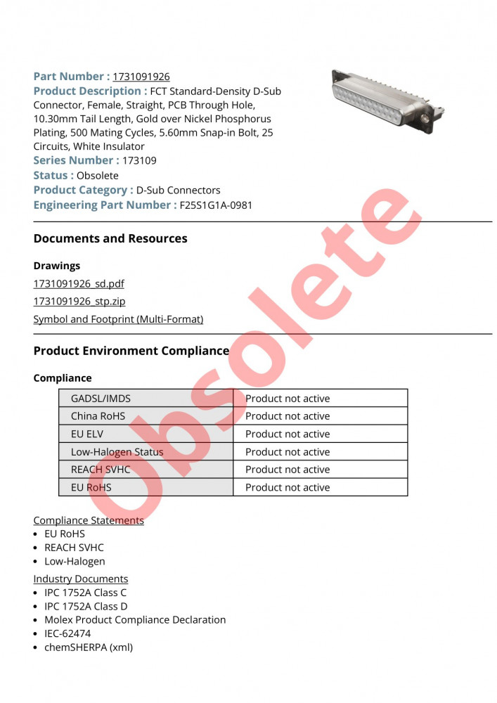 MOLEX 1731091926 technical drawing, page 1