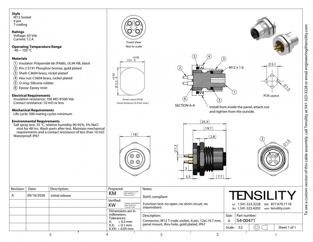 Tensility International 54-00471 connector technical drawing page