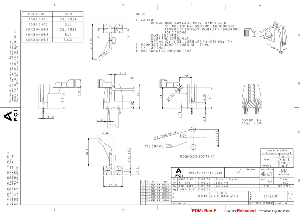 Technical document image for Amphenol 10042618-003LF