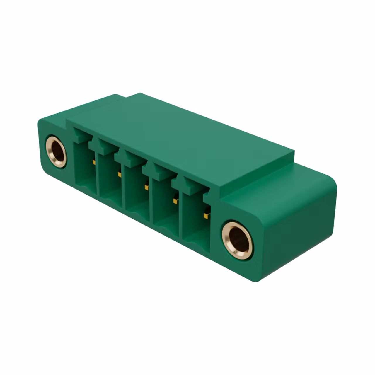 3.50mm Pitch Eurostyle Right-Angle PCB Header, with Threaded Retention Inserts, Green Housing, Gold (Au) Plated, 5 Circuits for sale