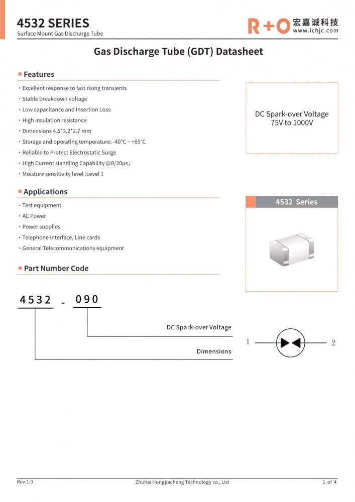 4532 Series GDT datasheet page 1