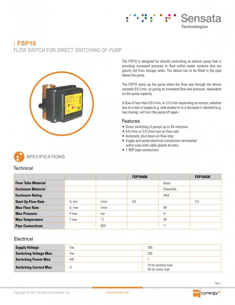 FSP10A06 product documentation page 1
