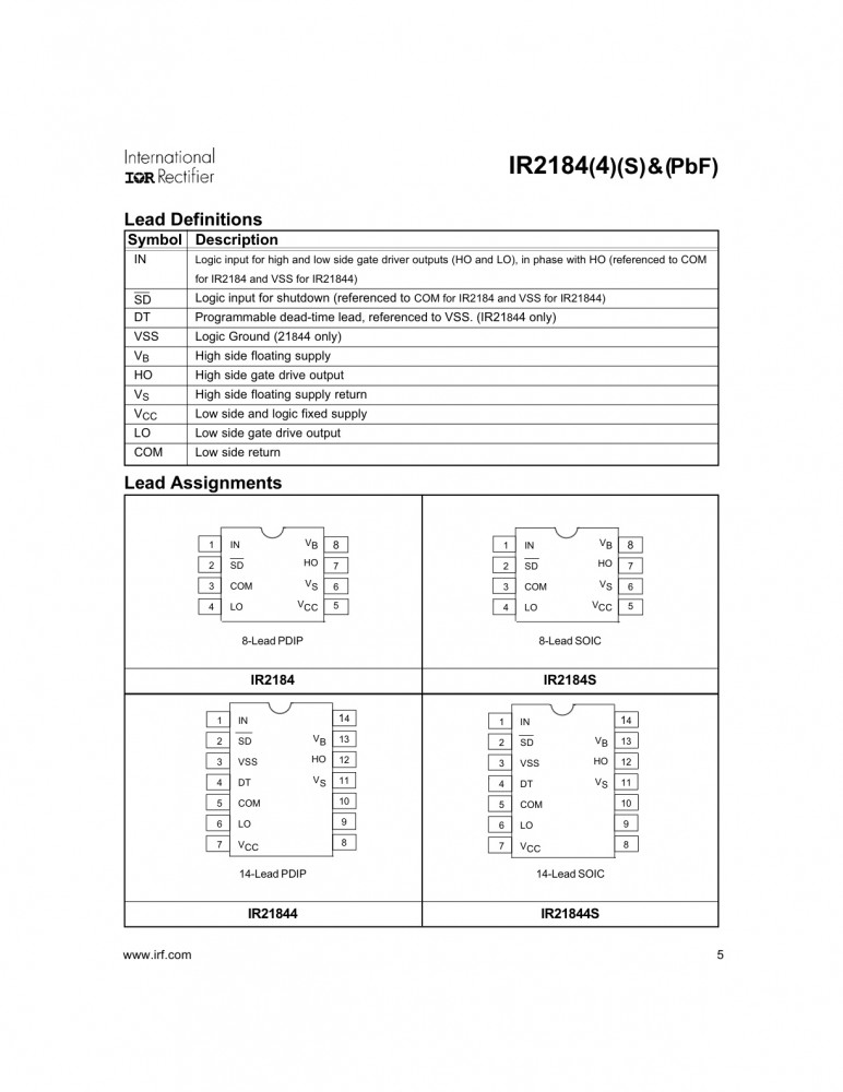 IR21844STRPBF datasheet page 5