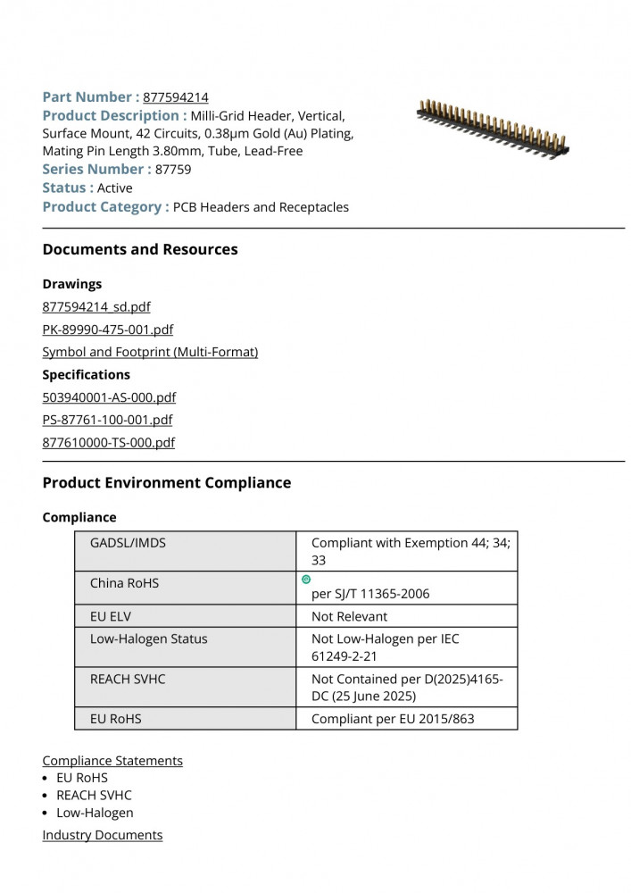 MOLEX 877594214 technical document image 1