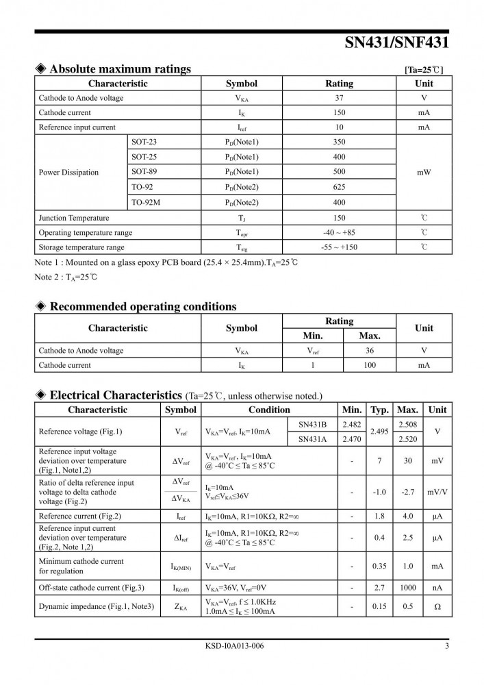 SN431AS datasheet page 3