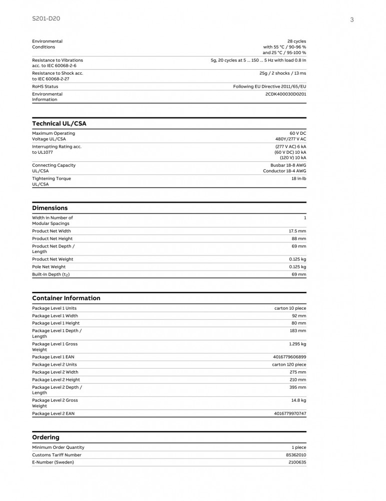 ABB S201-D20 technical document page 3