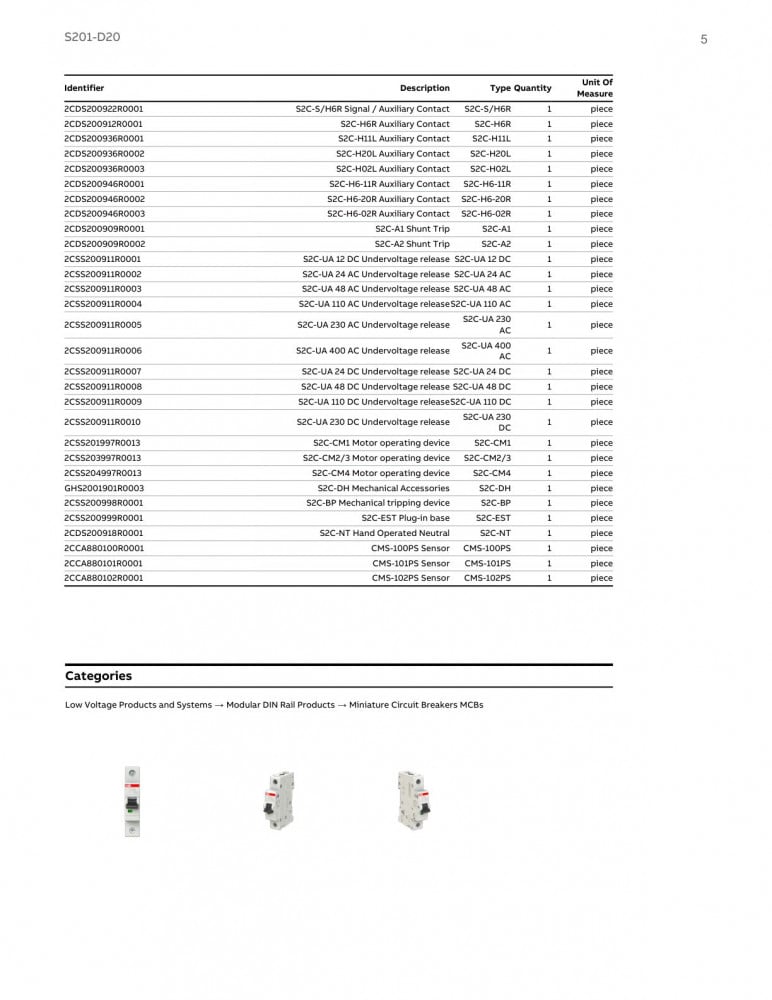 ABB S201-D20 technical document page 5