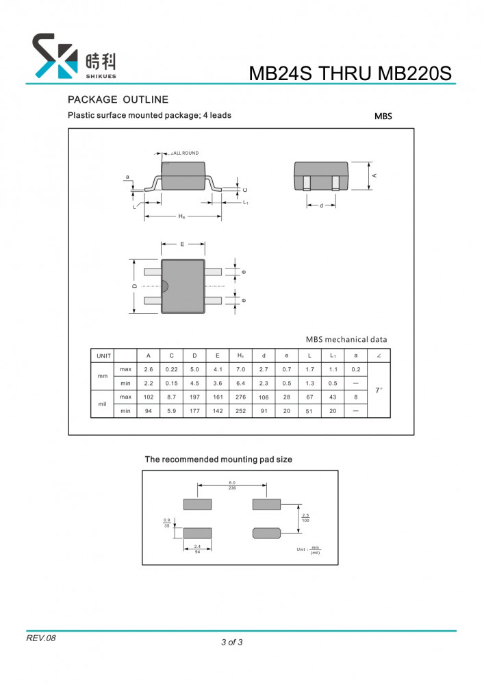 MB210S datasheet page 3