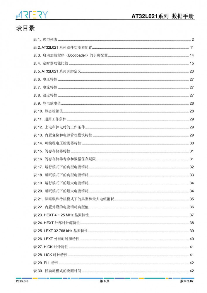 AT32L021 datasheet page 6